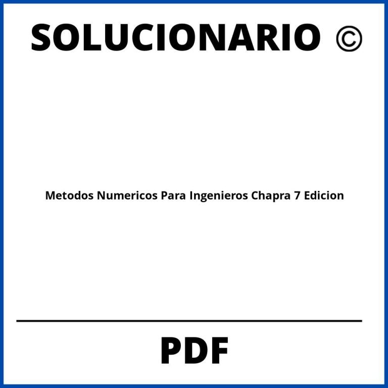 Metodos Numericos Para Ingenieros Chapra 5Ta Edicion Pdf Solucionario